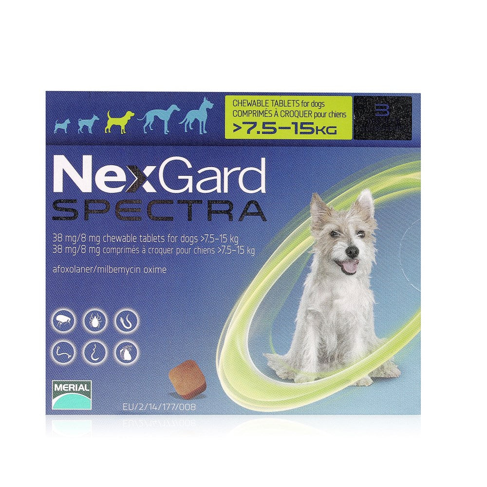 NexGard Spectra Chewable Tablets for Medium Dogs 7.5-15KG x 3